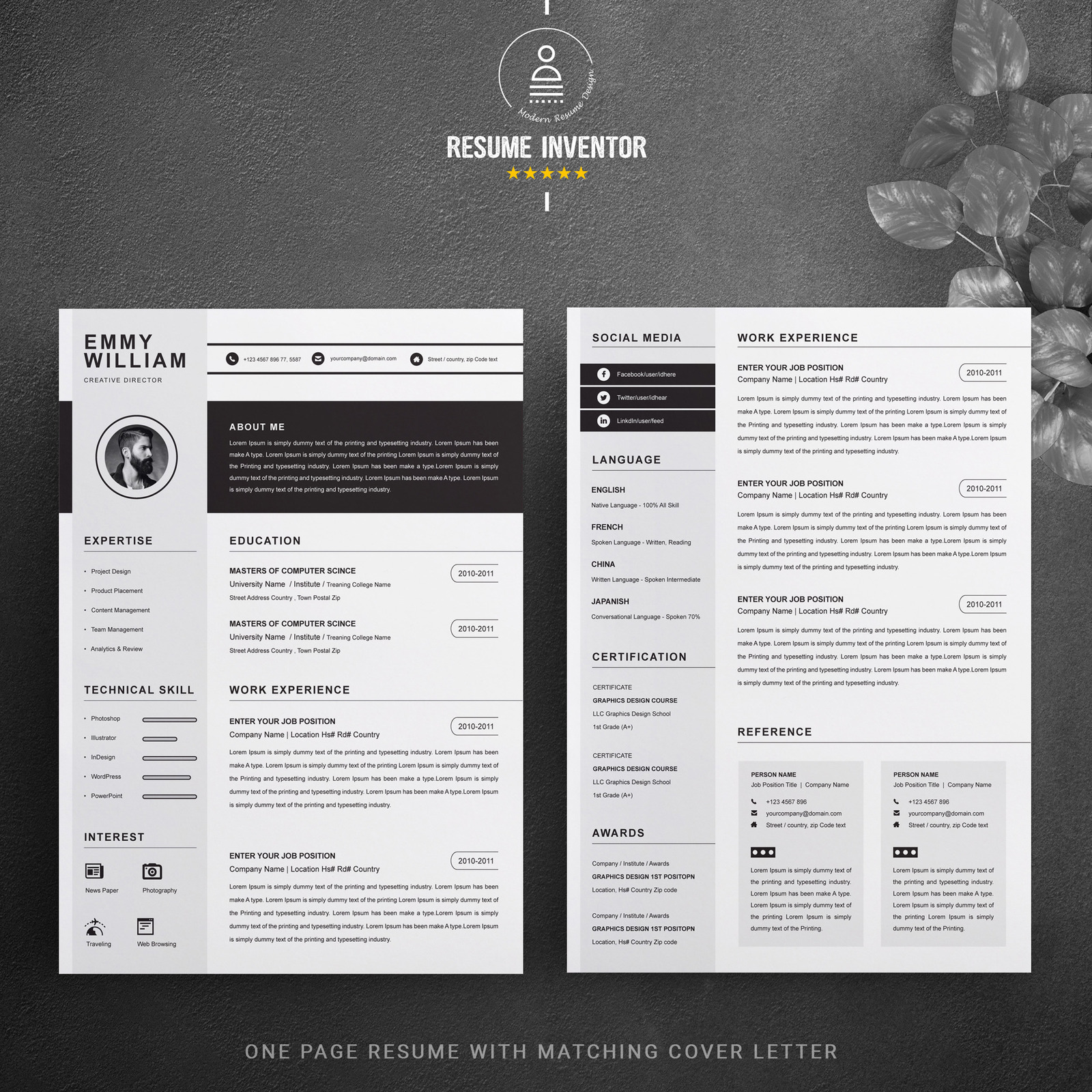 Emmy William Resume Template #82315 - TemplateMonster